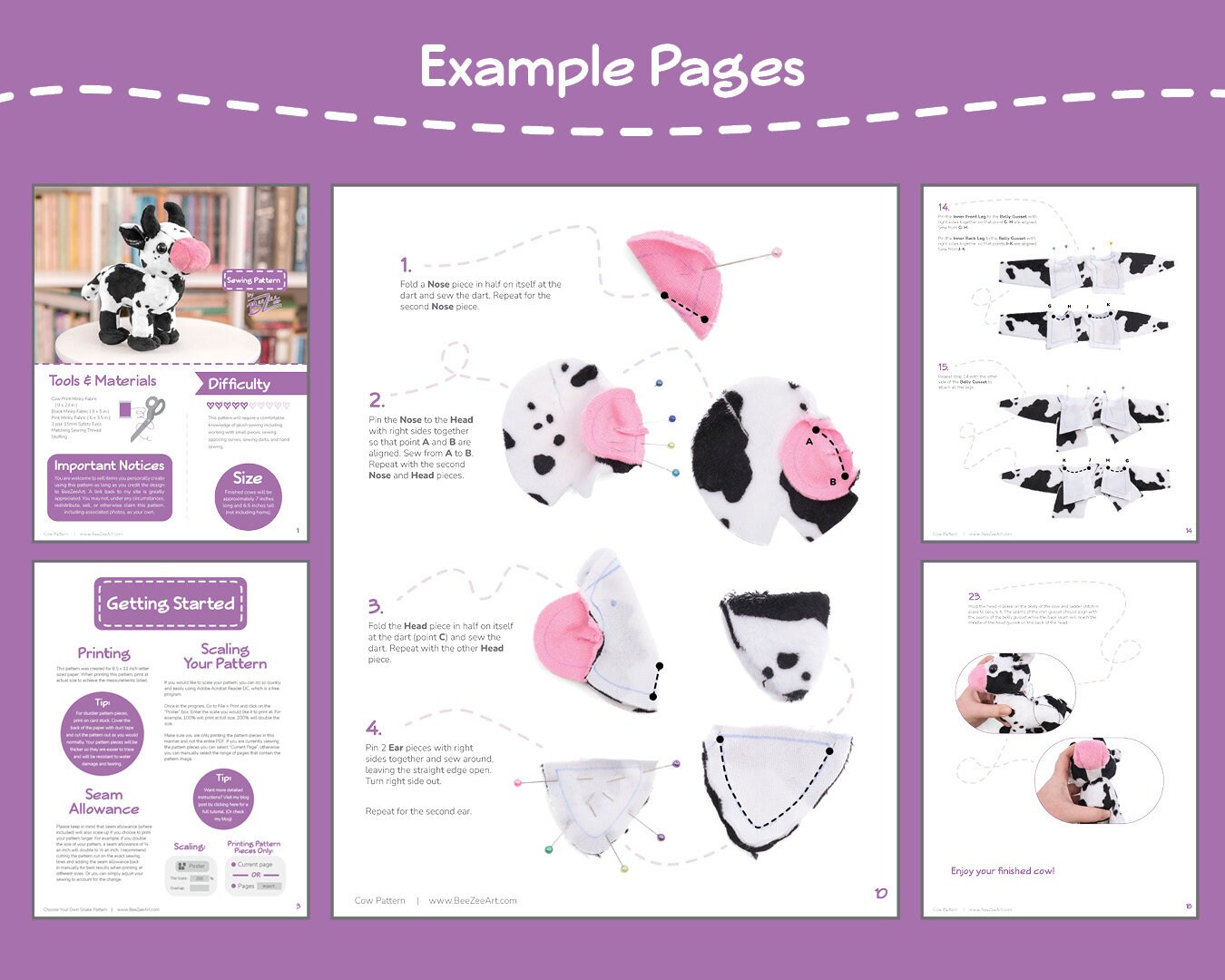Cow Plush Sewing Pattern - PDF Digital Download - No Physical Items ...