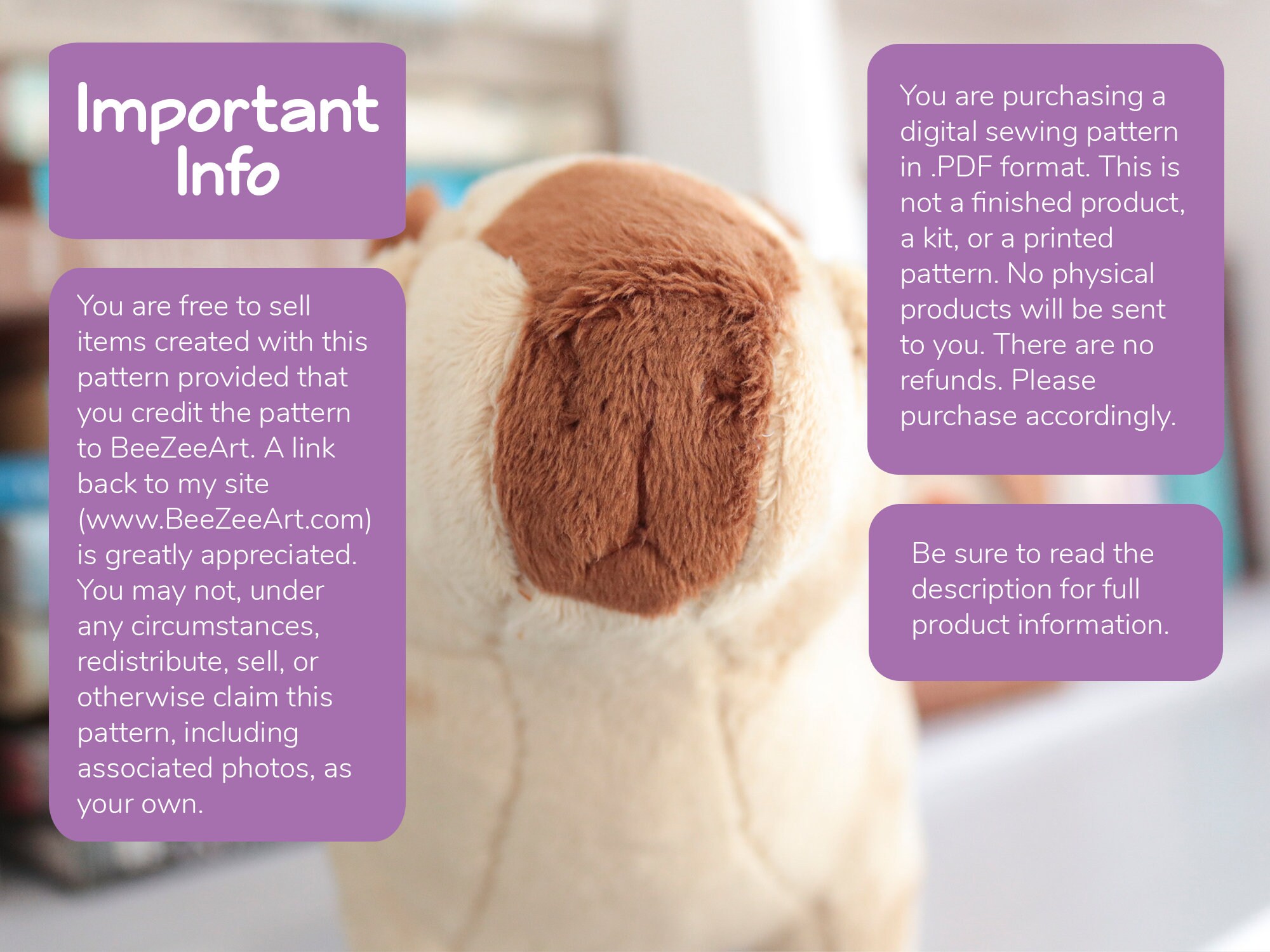 Capybara Stuffed Animal Sewing Pattern PDF Digital Download - Etsy UK