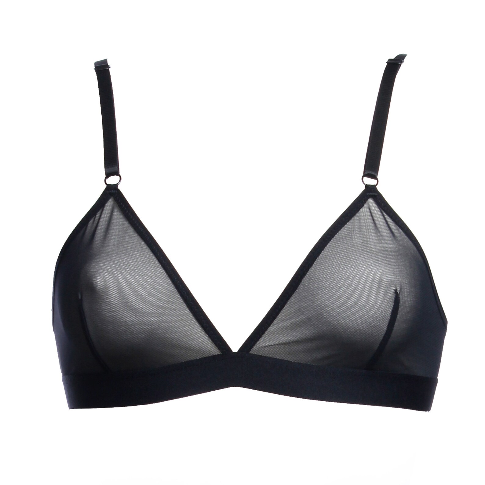 Base Black Mesh Triangle Bralette Sheer Mesh Lingerie For Etsy