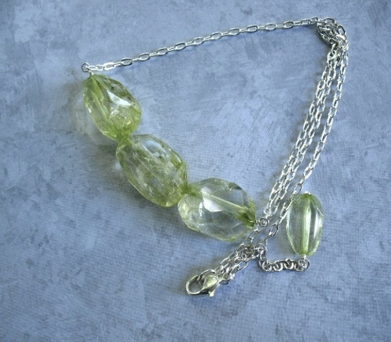 Items similar to Lime Green Crystalized Quartz Necklace on Etsy