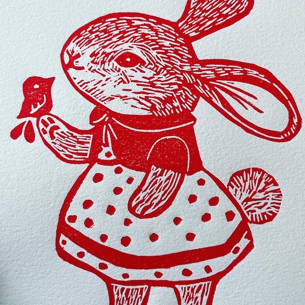 Bunny Block Print - Etsy