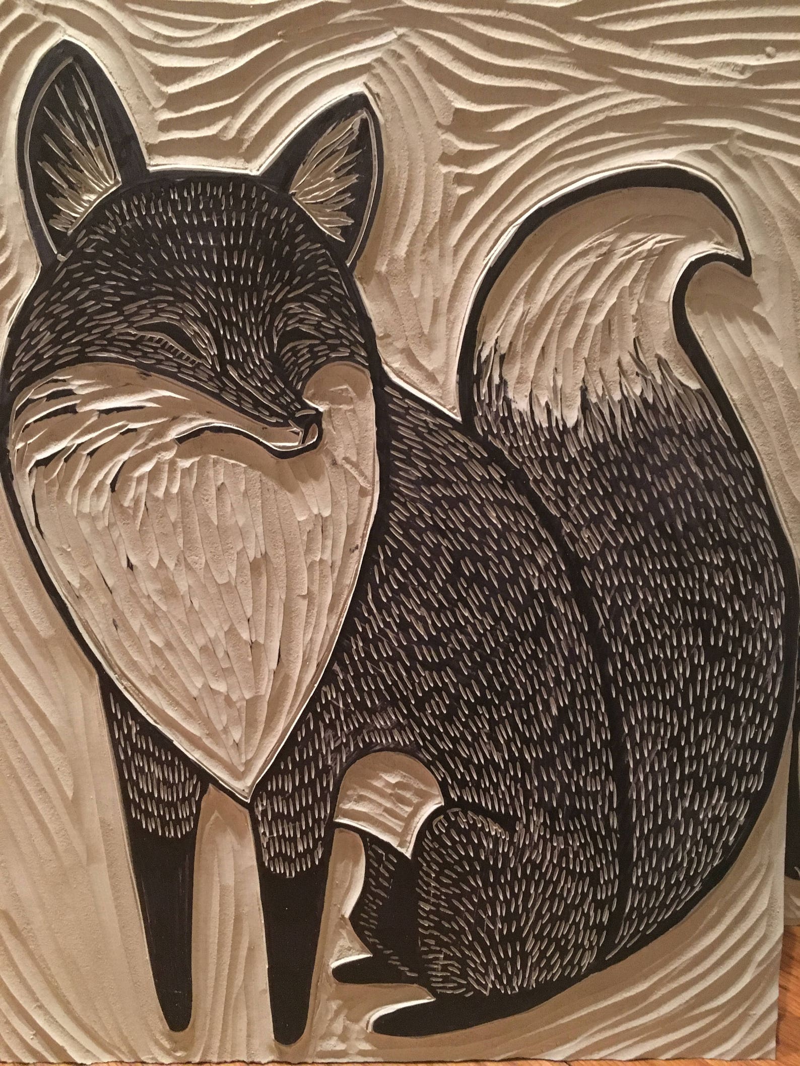 Linoleum Block Foxy Fox Hand Printed on Archival Rives BFK Paper - Etsy