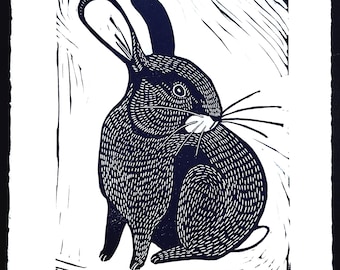 Block Print Rabbit - Etsy