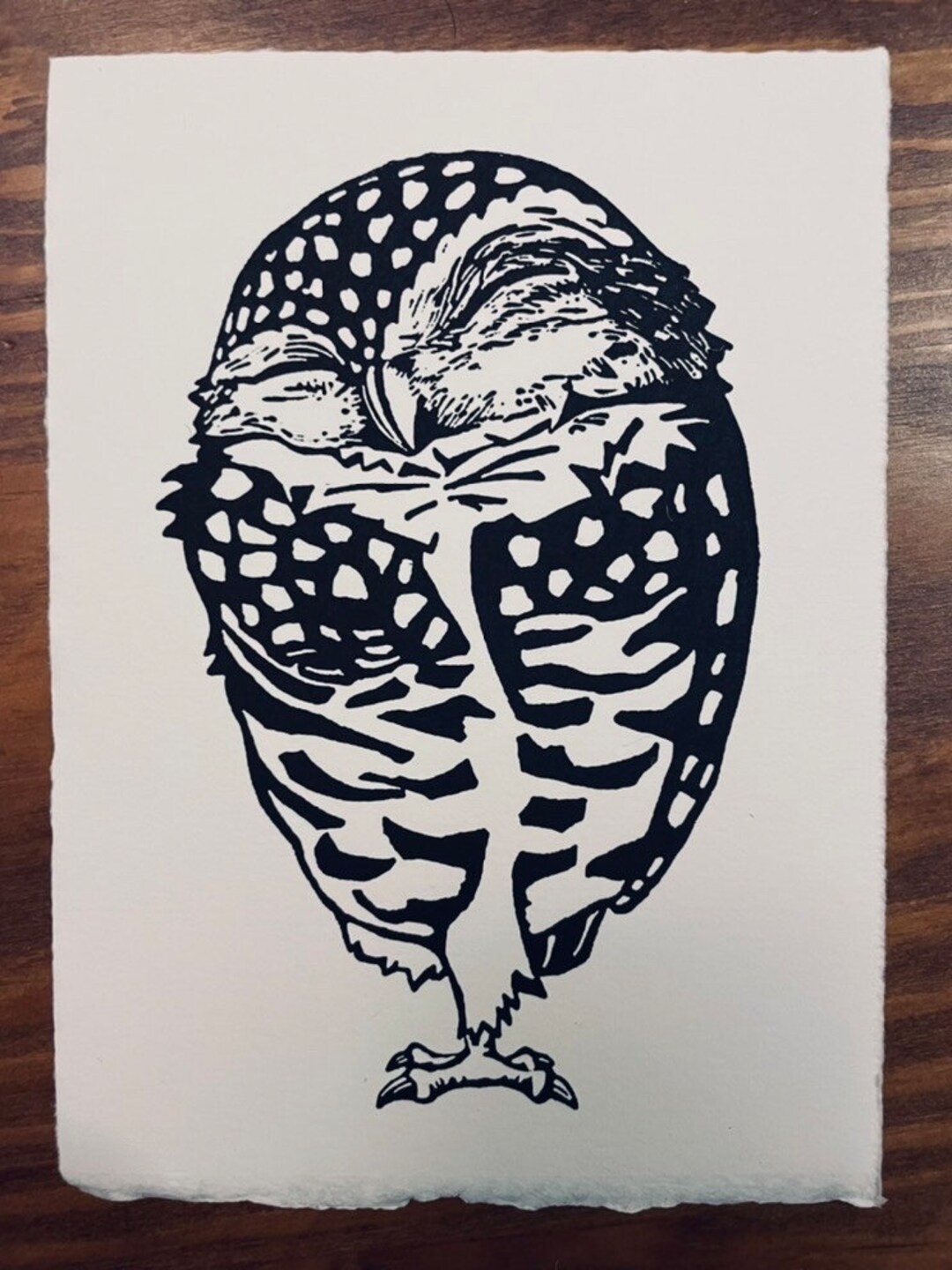 Burrowing Owl Block Print, Hand-printed on Cotton Paper (5x7) - Etsy