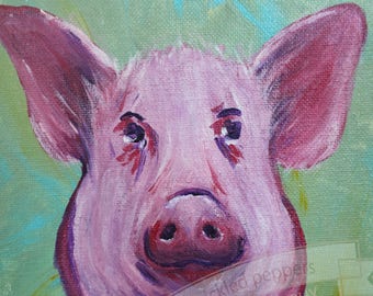 Pig painting | Etsy