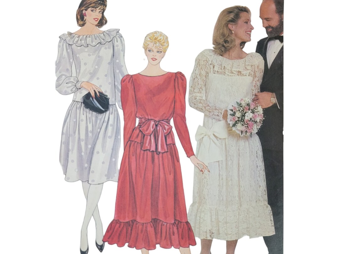 1980s Wedding Bridesmaid Prom Dress Vintage Sewing Pattern Simplicity ...