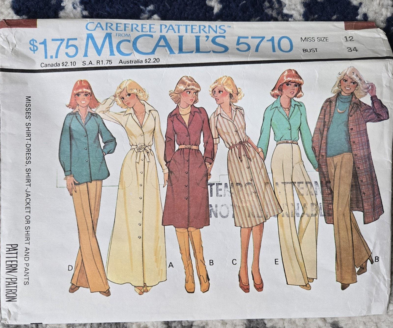 Mccall’s 5710 Shirt Dress Shirt-jacket Shirt Pants Vintage Sewing ...