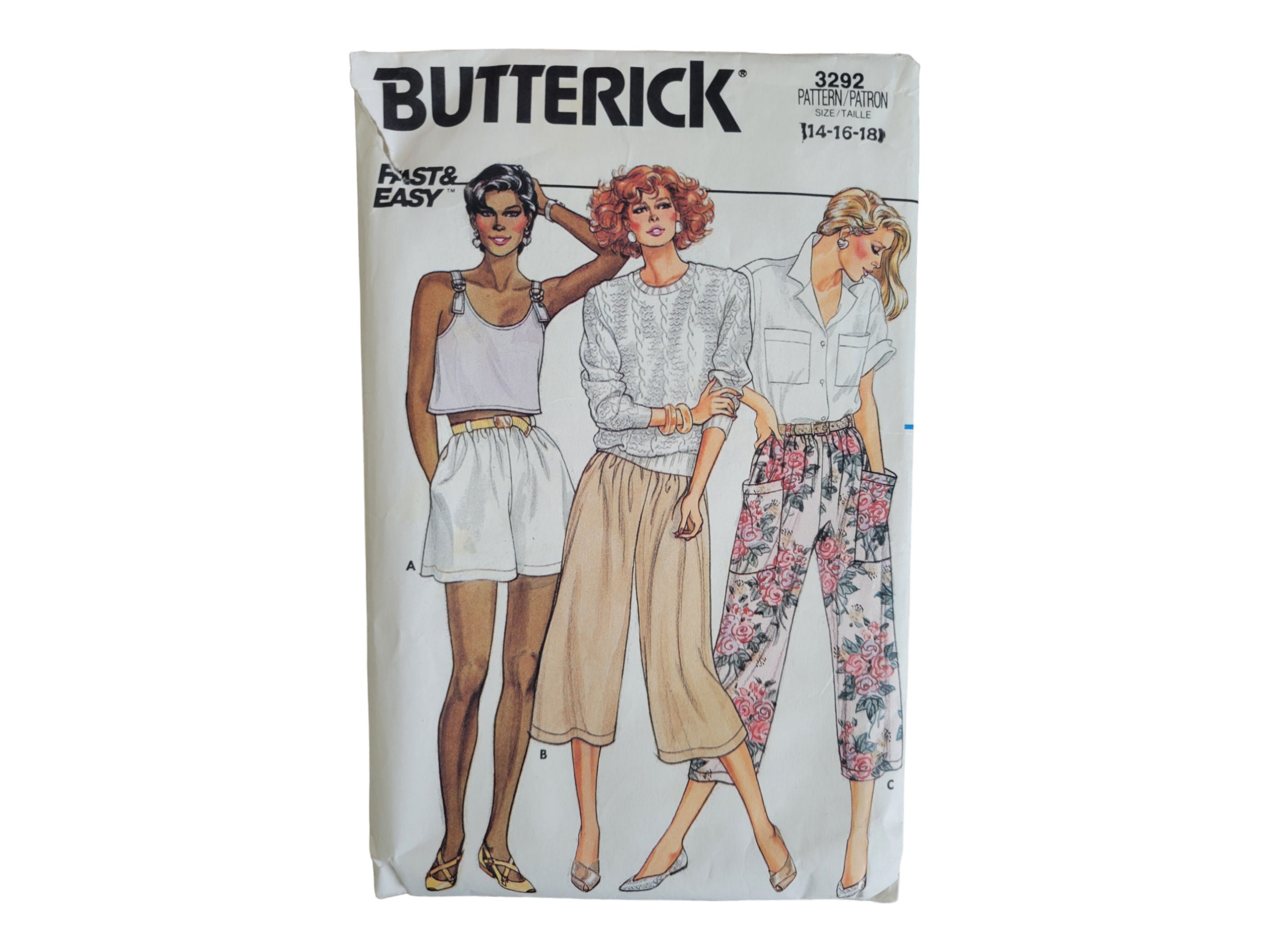 1980s Womans' Crop Cargo Pants, Gaucho and Shorts Sewing Pattern Sizes ...