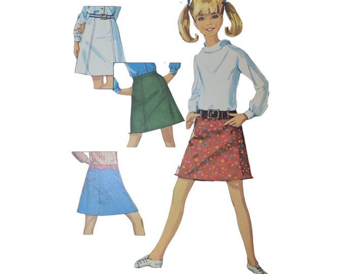 1960s Girls A-line Skirt Mod Vintage Pattern Simplicity 6945 Size 10 ...