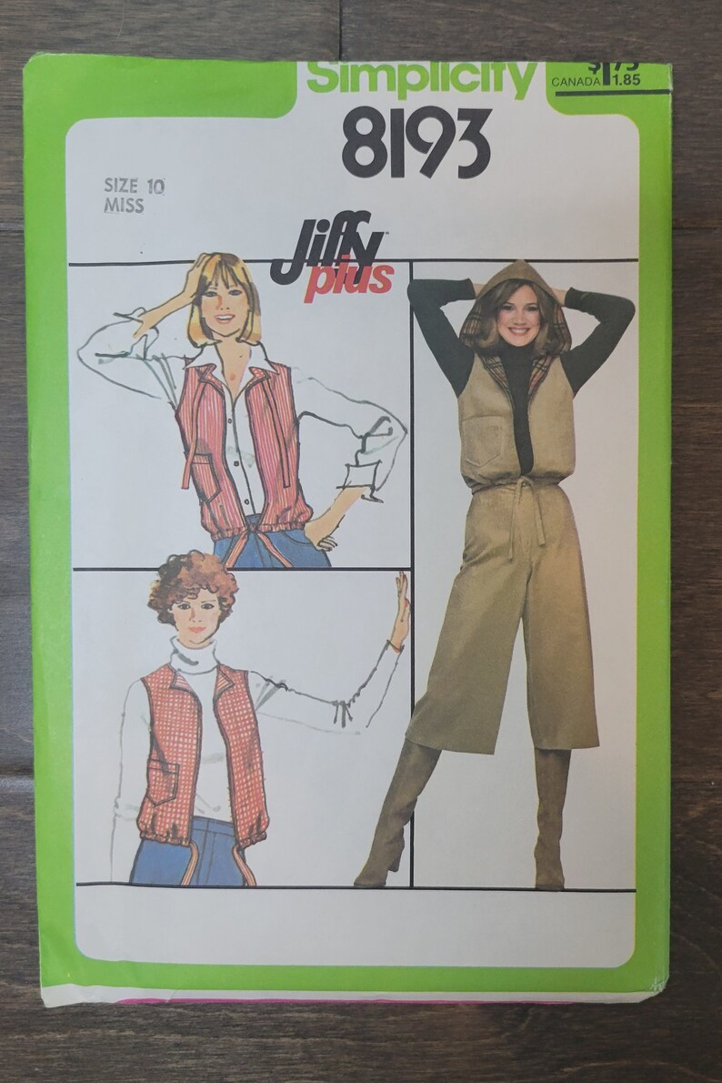 1970s Hooded Vest and Gaucho Pants Vintage Pattern Size 10 Bust 32.5 - Etsy