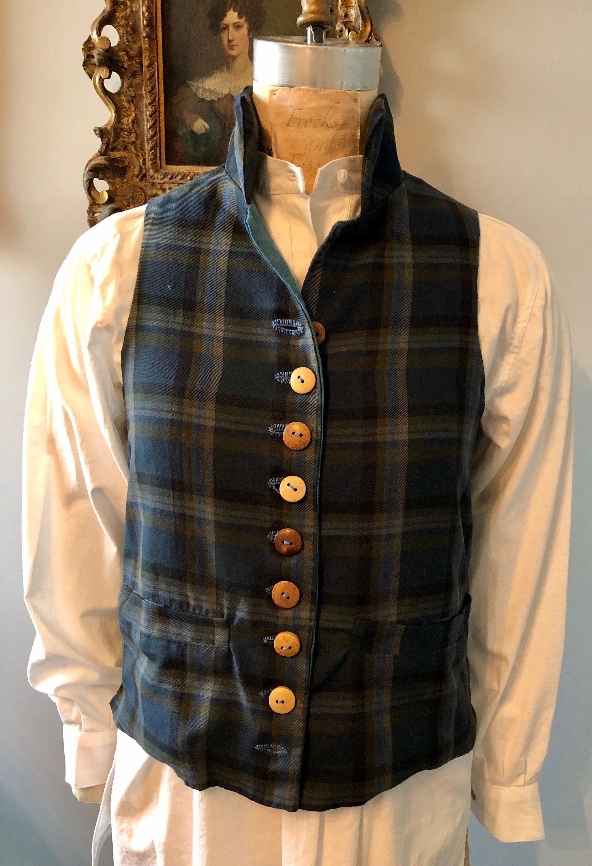 18th Century Style Scottish Highland Tartan Cotton Waistcoat Vest ...