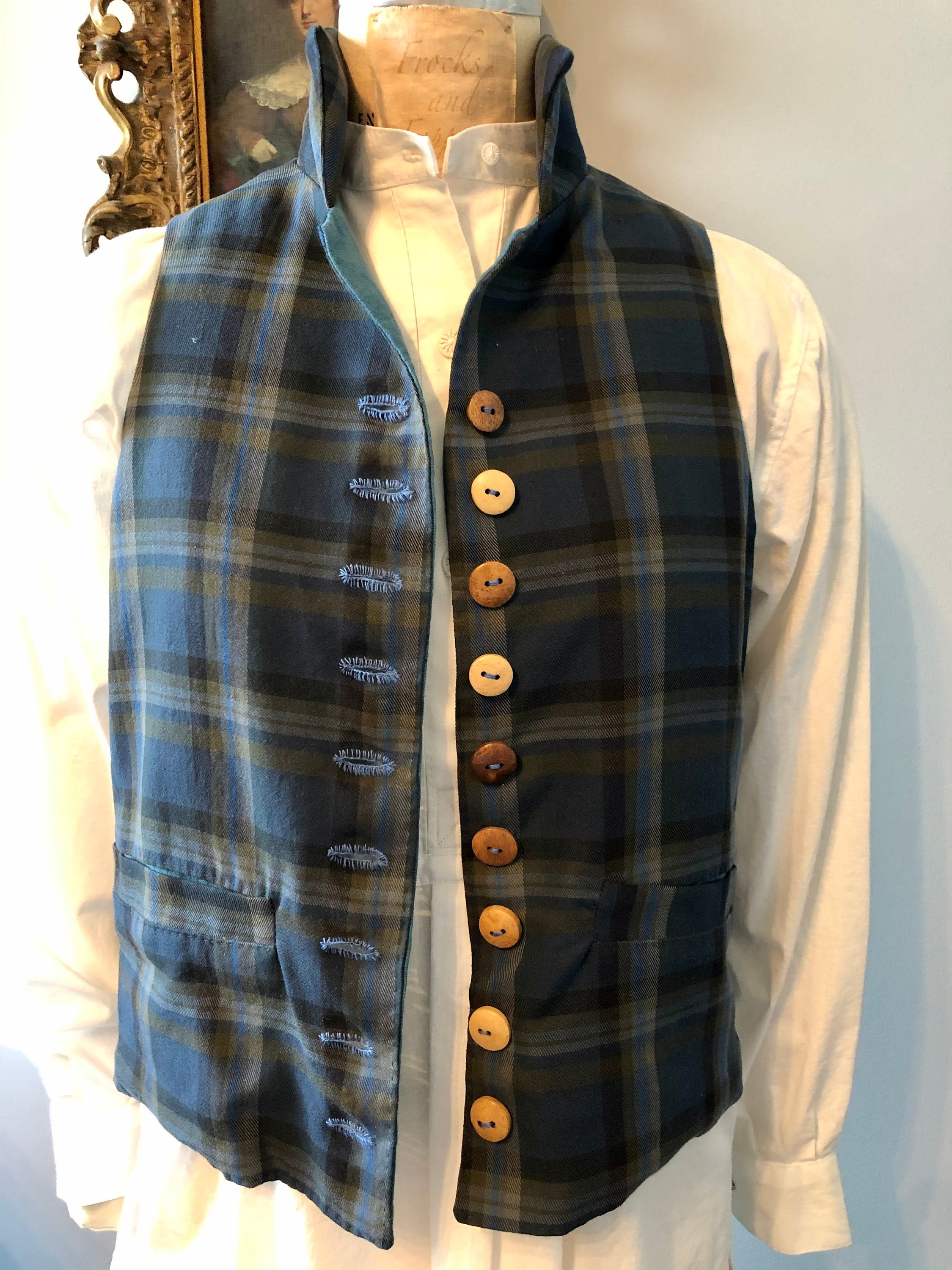 18th Century Style Scottish Highland Tartan Cotton Waistcoat Vest ...