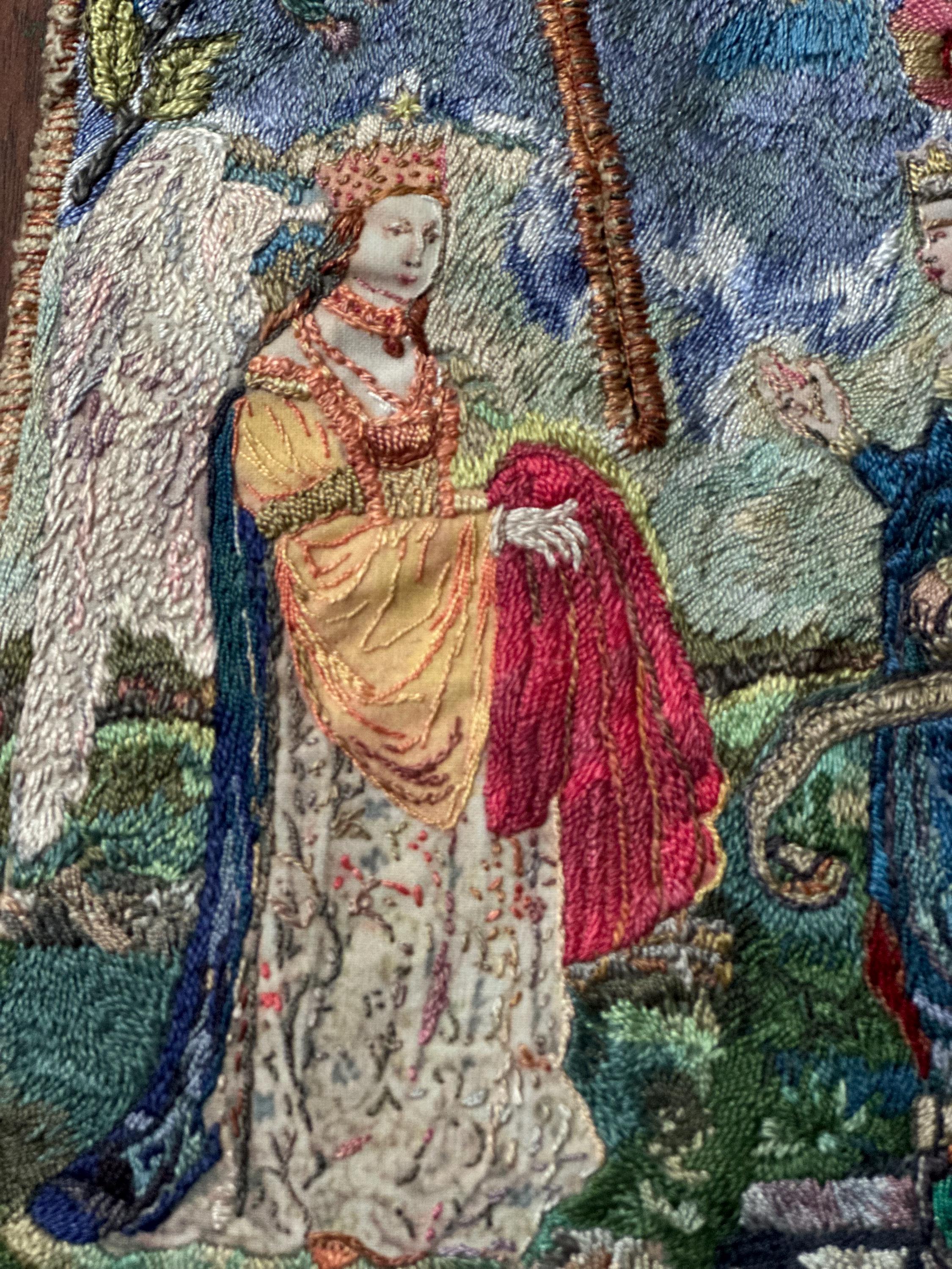 Renaissance Alms Pocket Bag Medieval Angel Silk Hand Embroidery Gothic ...