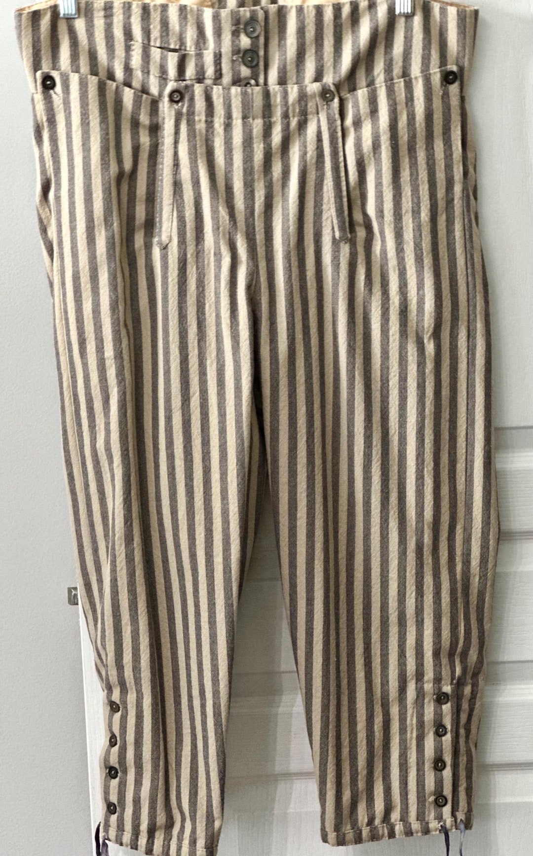 18th Century FRENCH REVOLUTION REGENCY Trousers Linen Cotton Stripe ...