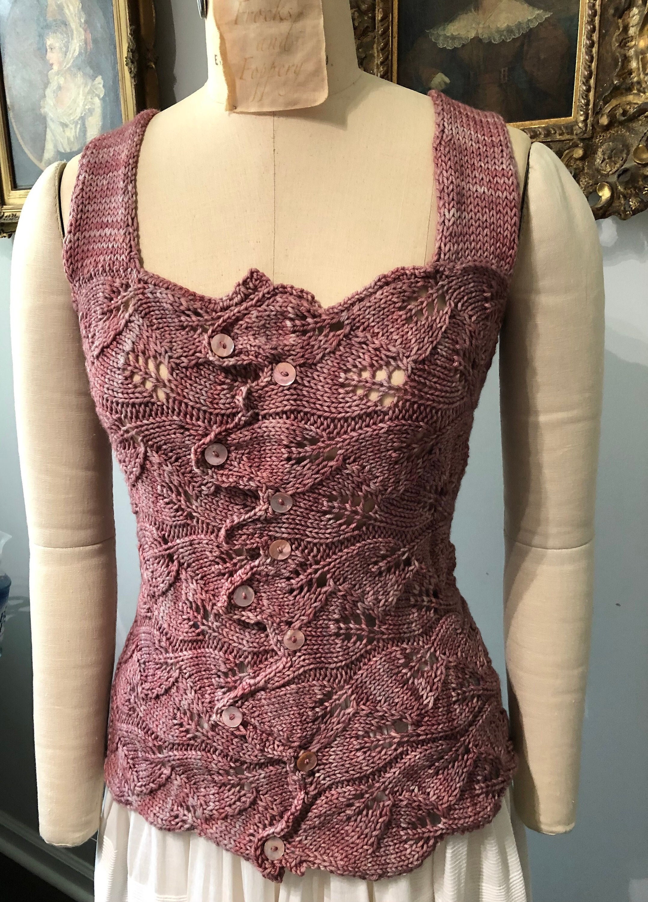 Hand Knit Bodice Rose Leaf Victorian Edwardian Woodland Elven Boho ...