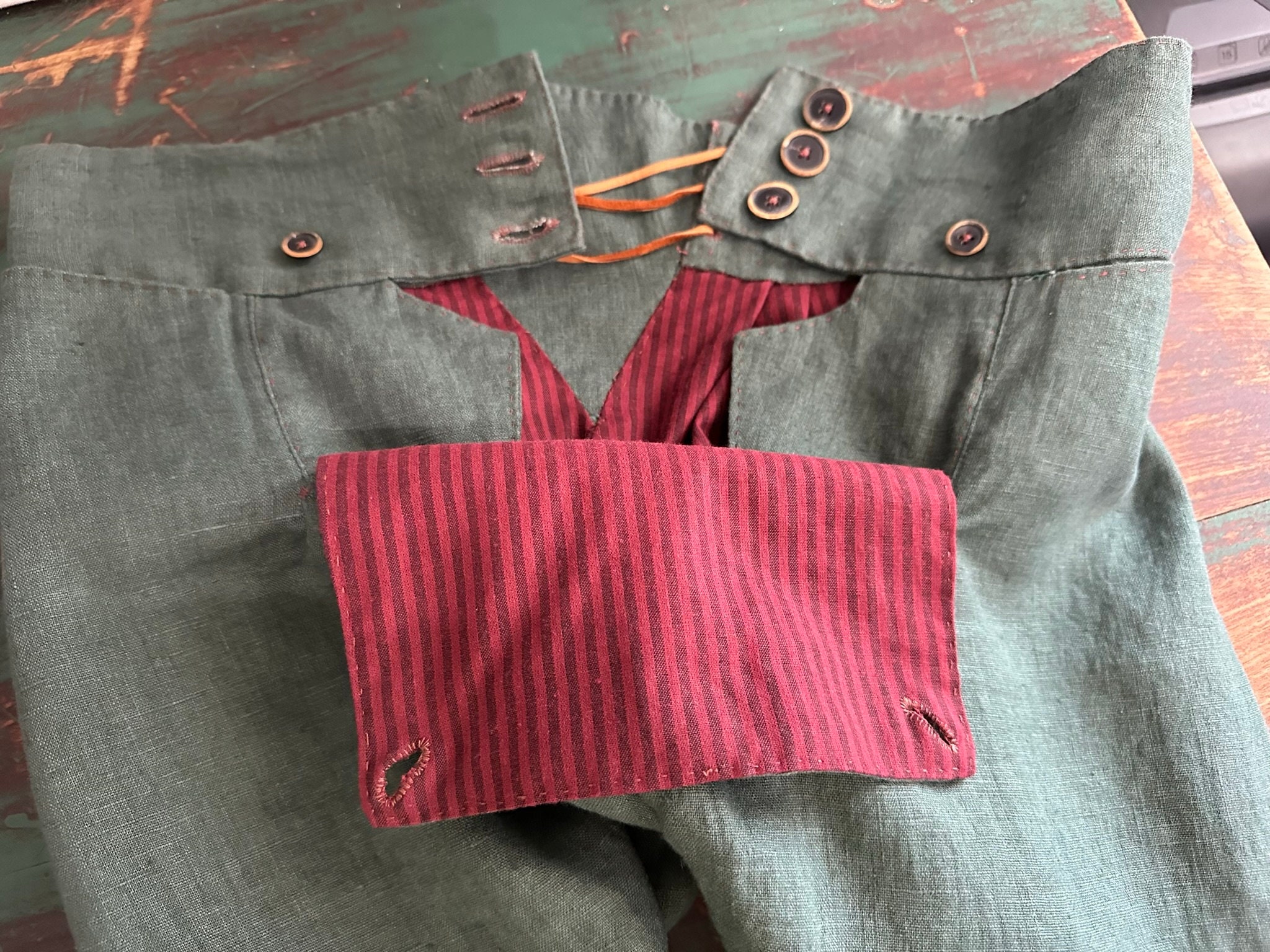 Renaissance Style Linen Vest & Fall Front Breeches Hand ...