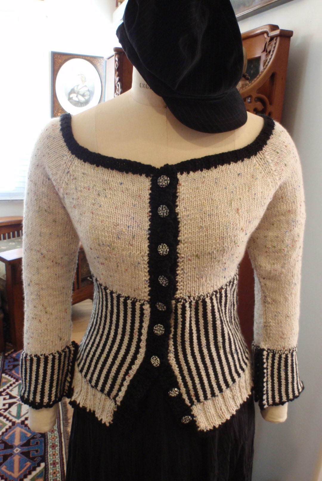 NIGHT CIRCUS Hand Knit Cardigan Victorian Vintage Style Bohemian ...