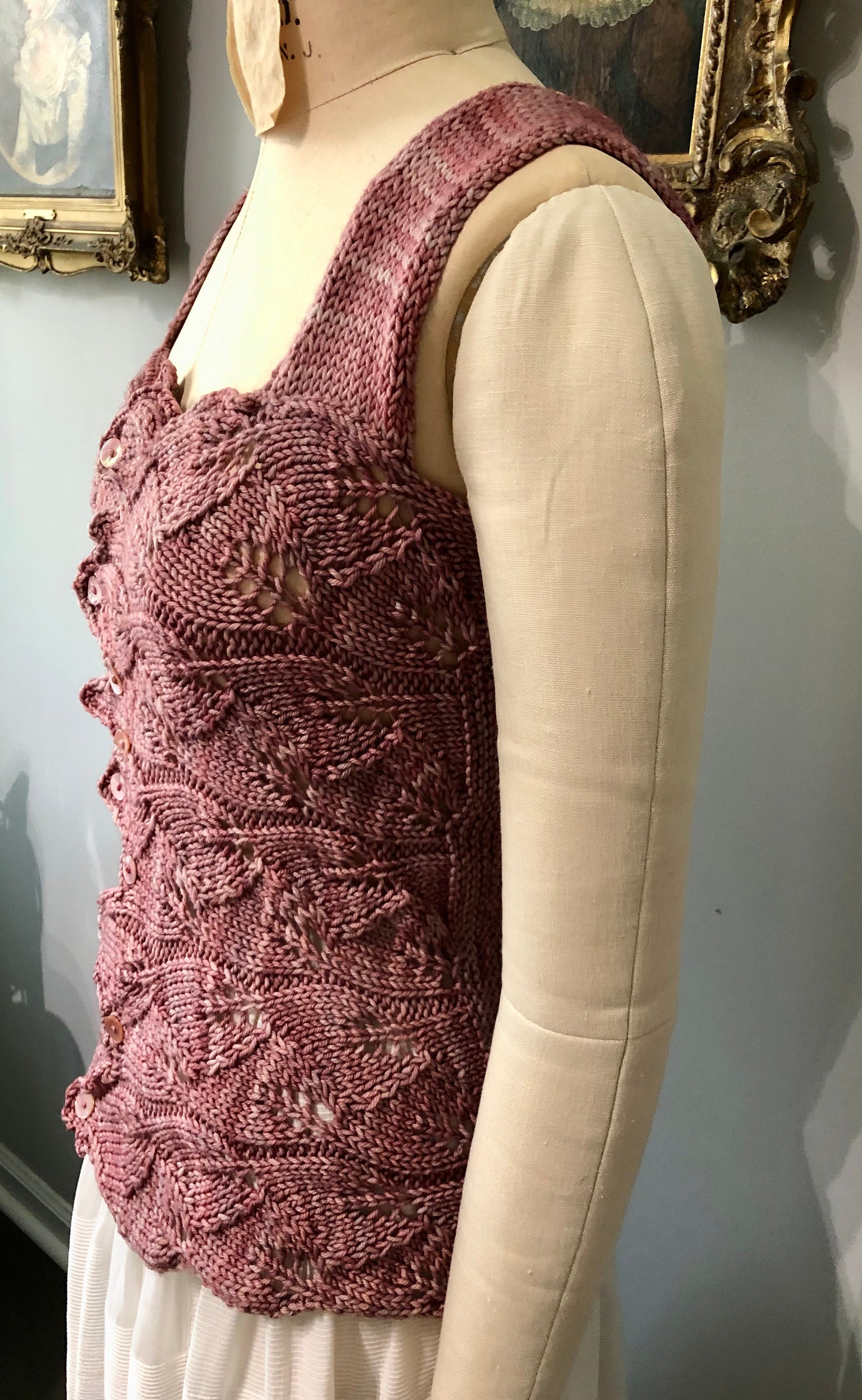 Hand Knit Bodice Rose Leaf Victorian Edwardian Woodland Elven Boho ...