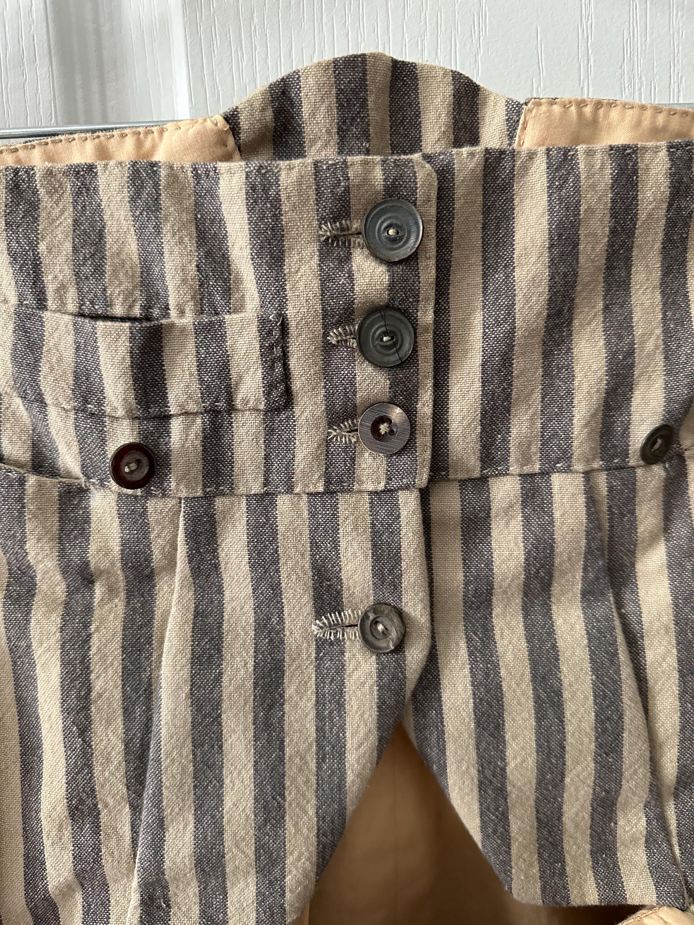 18th Century FRENCH REVOLUTION REGENCY Trousers Linen Cotton Stripe ...