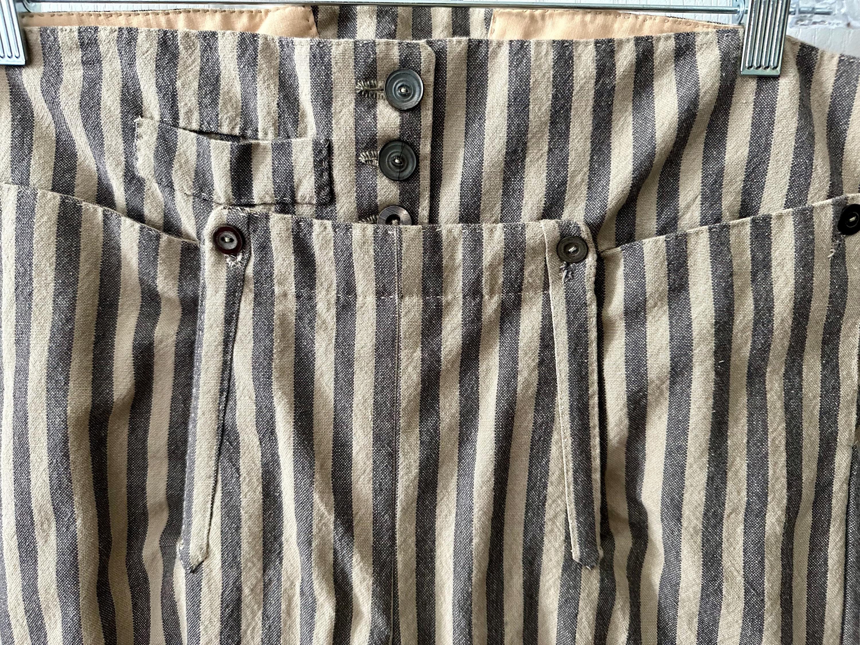 18th Century FRENCH REVOLUTION REGENCY Trousers Linen Cotton Stripe ...