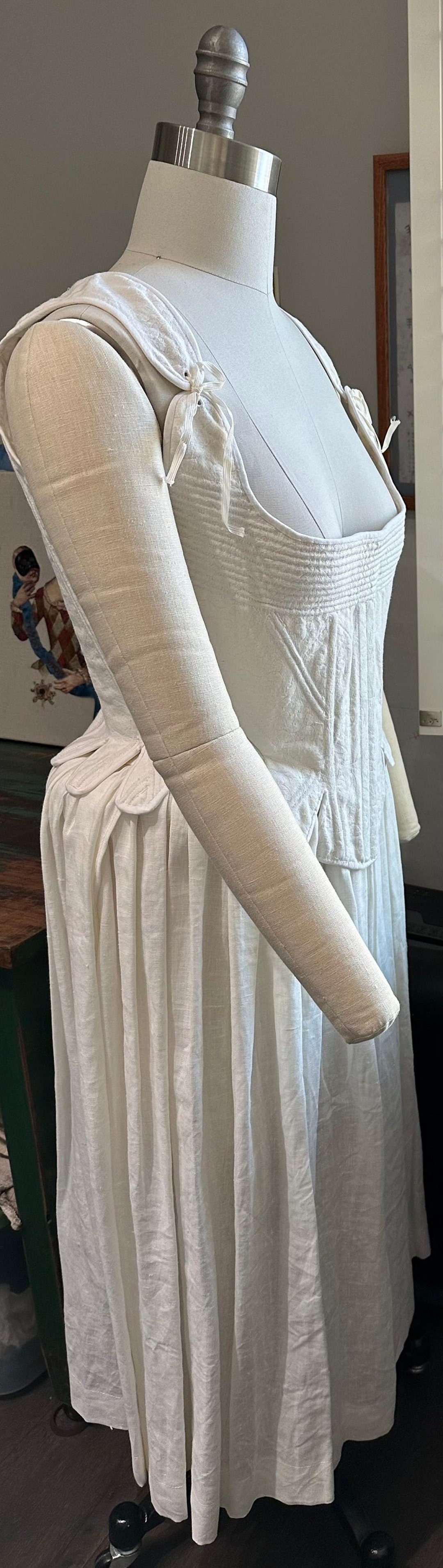 18th Century White Vintage Cotton Jaquard Corded Corset Stays Marie ...