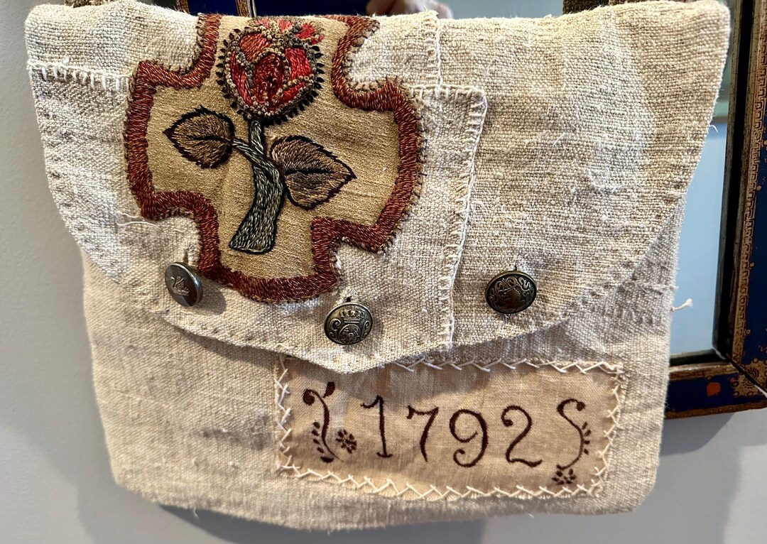 18th Century Haversack Bag Knapsack Antique Hemp Linen Hand Embroidered ...