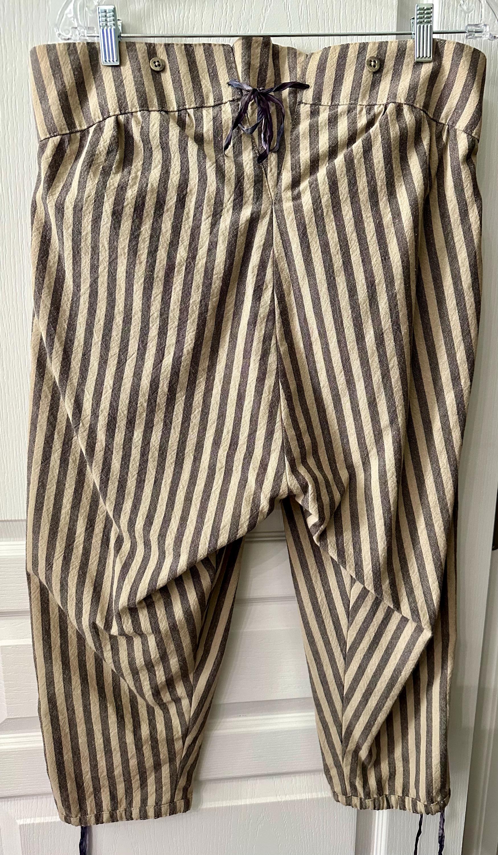 18th Century FRENCH REVOLUTION REGENCY Trousers Linen Cotton Stripe ...