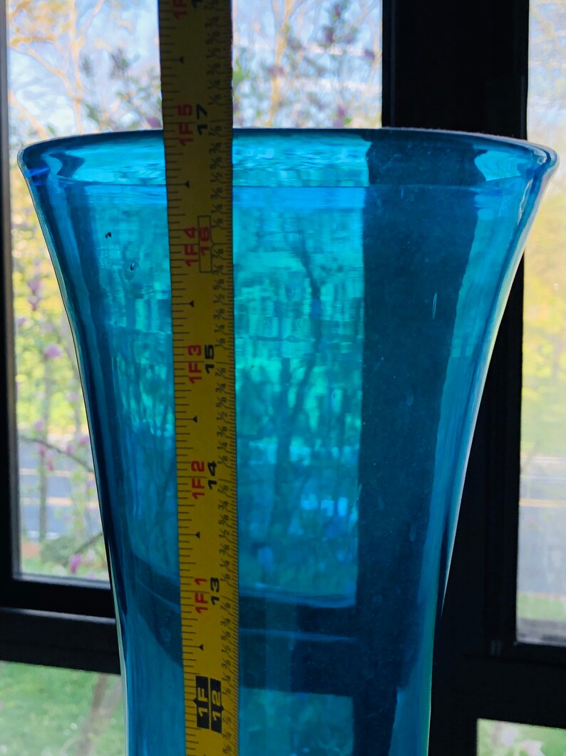 Blenko Vintage Wayne Husted Glass Vase Blue 17tall 1960s Hand - Etsy