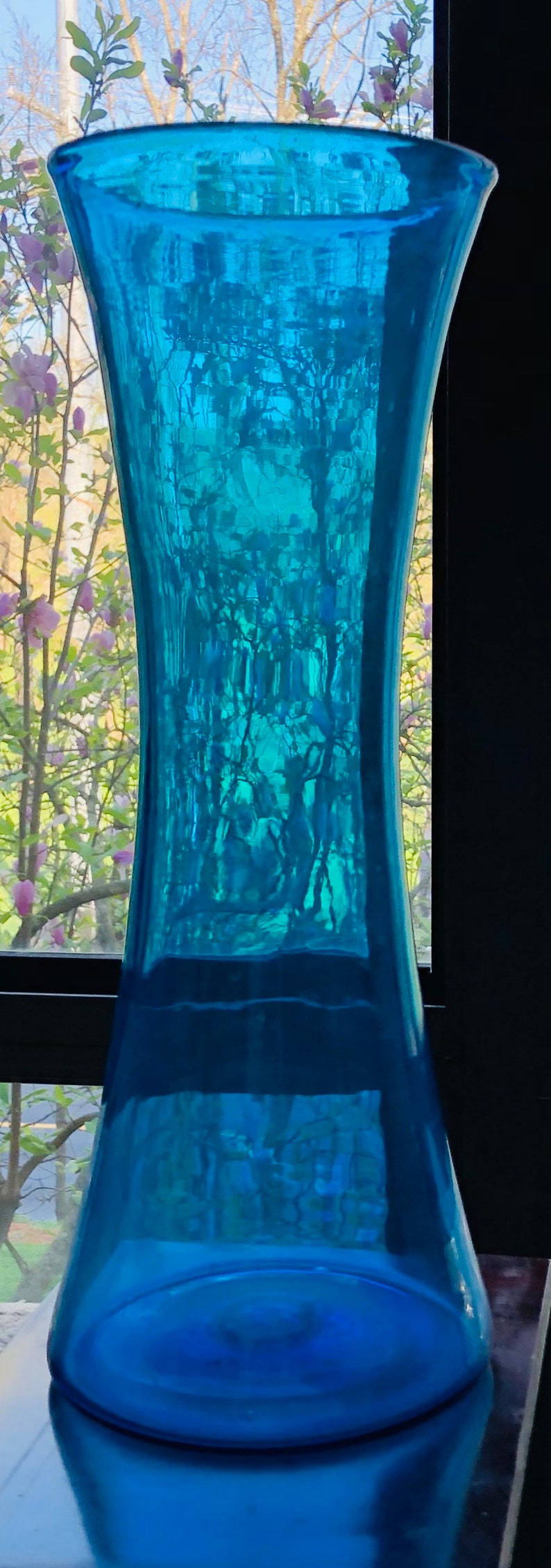 Blenko Vintage Wayne Husted Glass Vase Blue 17tall 1960s Hand - Etsy