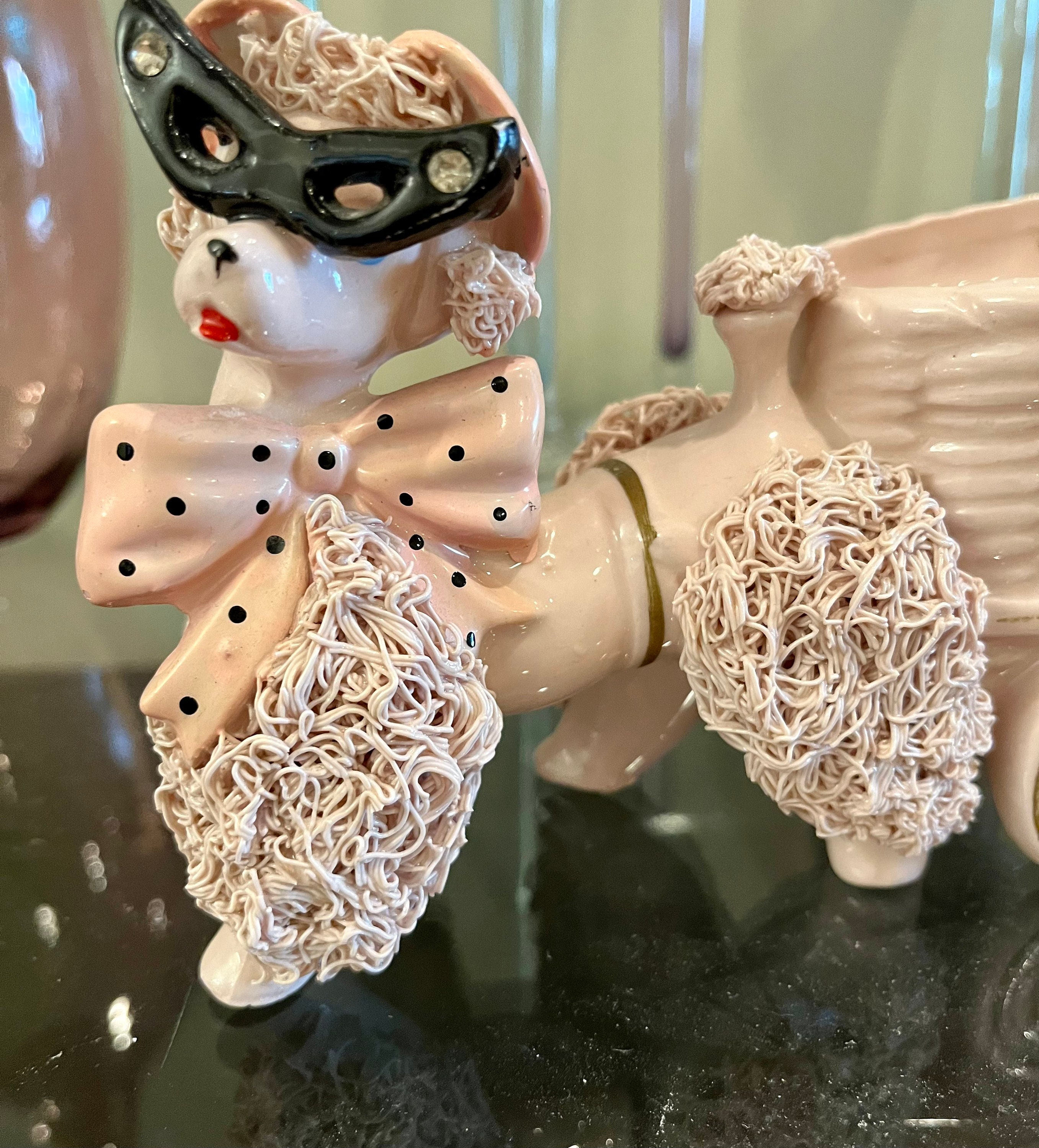 Vintage Ceramic Pink Poodle Spaghetti Japan Napco Rhinestone 1950s ...