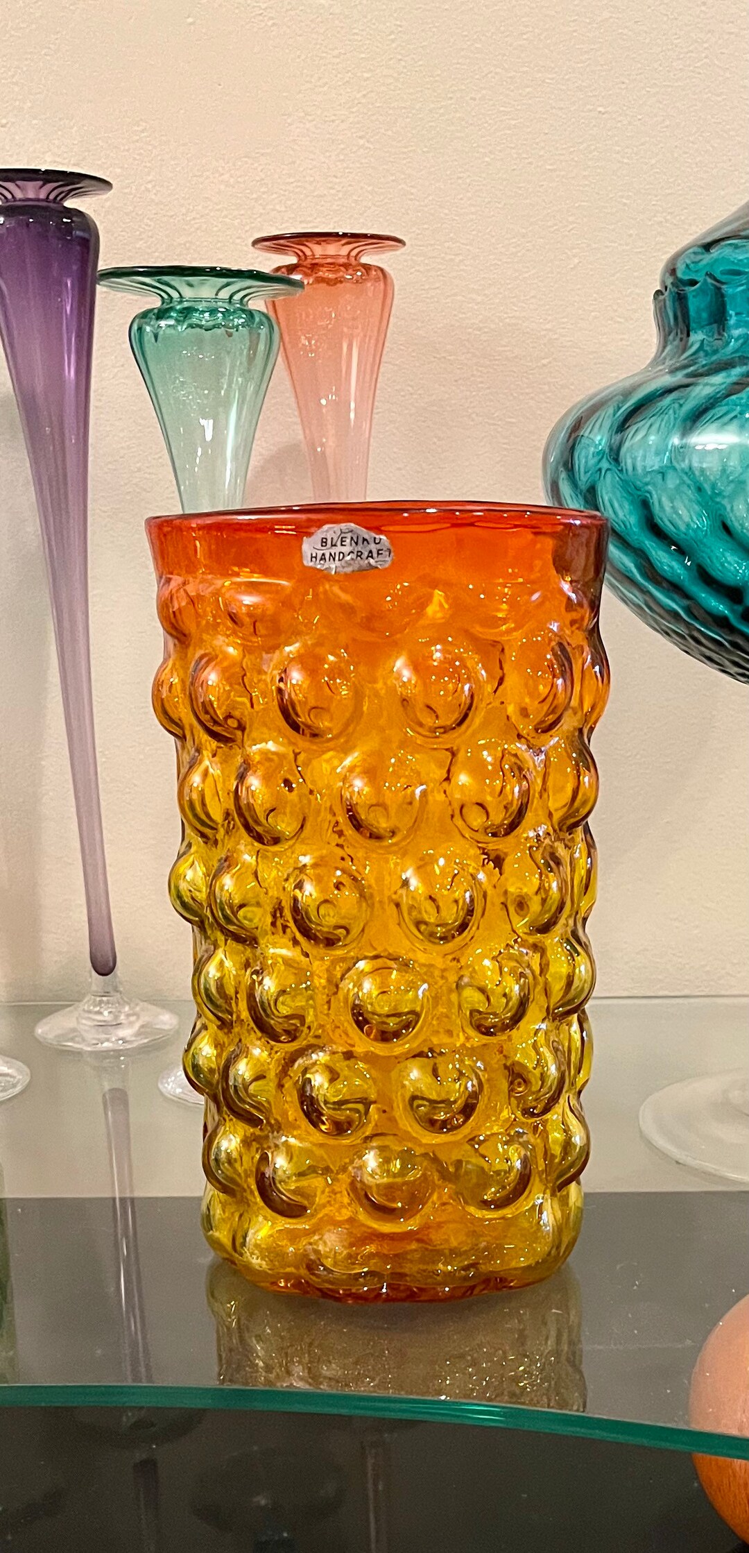 Blenko bubble glass vase amberina vintage Hand blown 10 tall 6041 ...