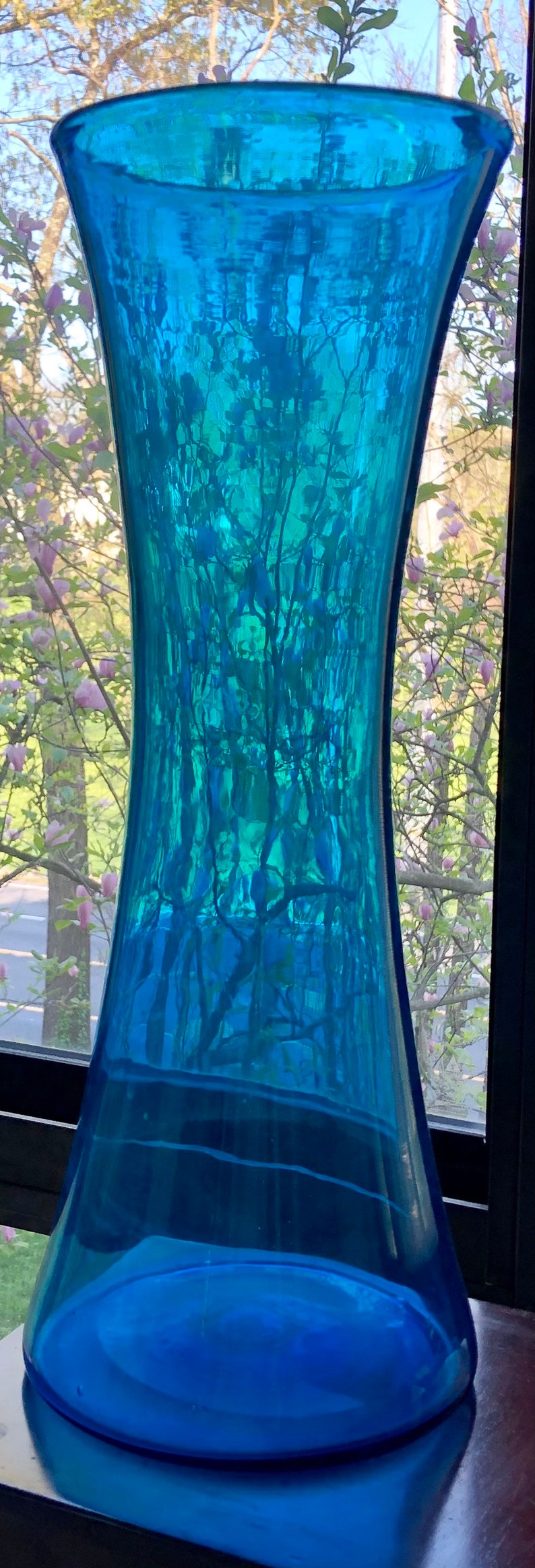 Blenko Vintage Wayne Husted Glass Vase Blue 17tall 1960s Hand - Etsy