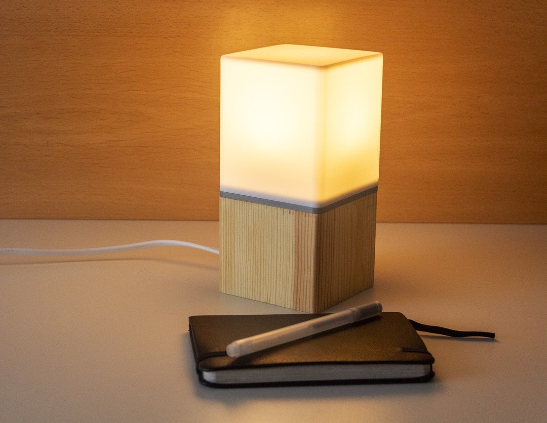 3D Printed Light With Wooden Base - Etsy