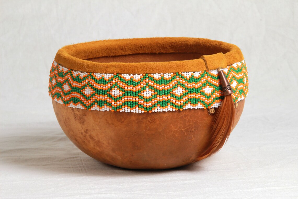 Decorative Beaded Gourd Bowl - Etsy
