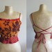 Backless Strappy Top. Sexy Crop Top, Red Orange Brown Hawaii Print ...