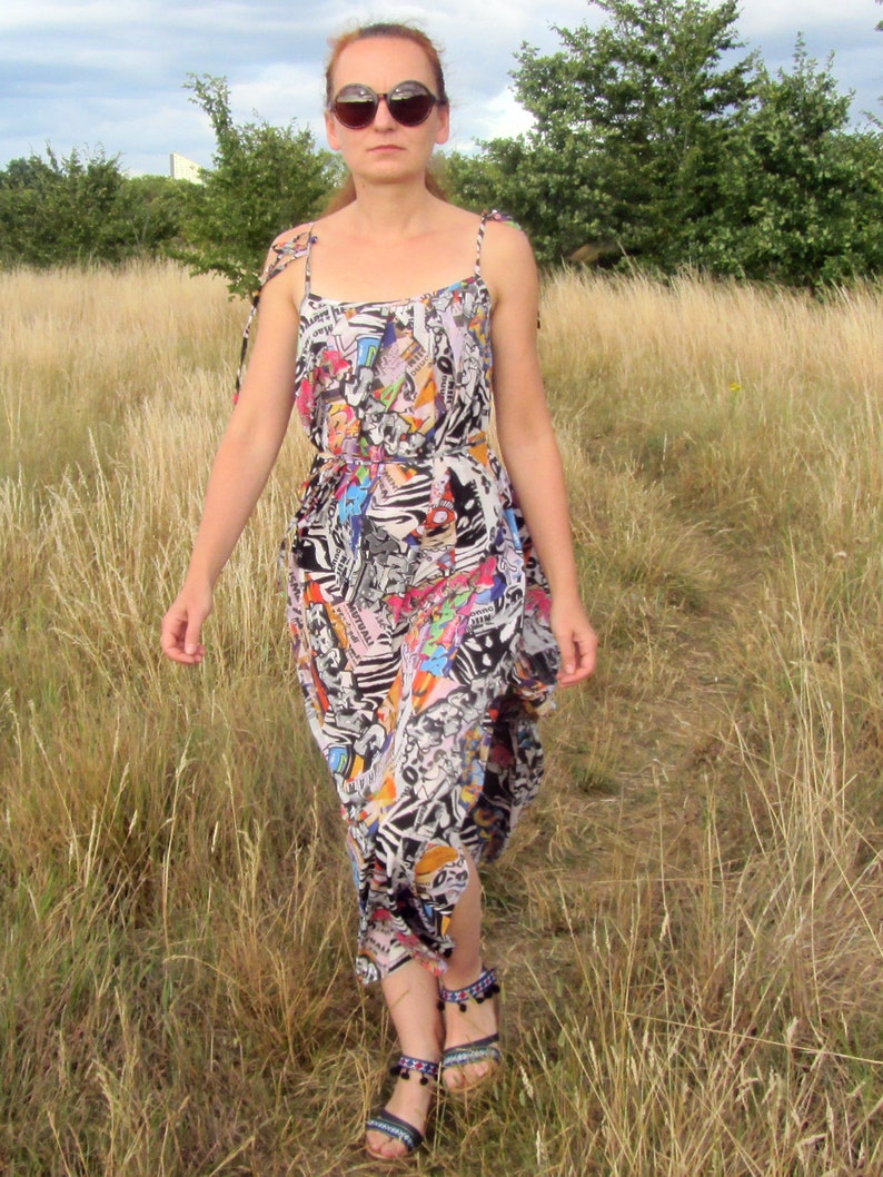 Original Design by Paczula, Handmade Maxi Sundress, Graffiti Print ...