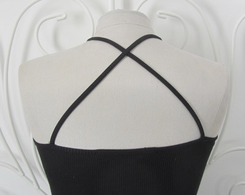 Cross Front Strappy Top. Sexy Low Cut Halter Top Black Rib - Etsy