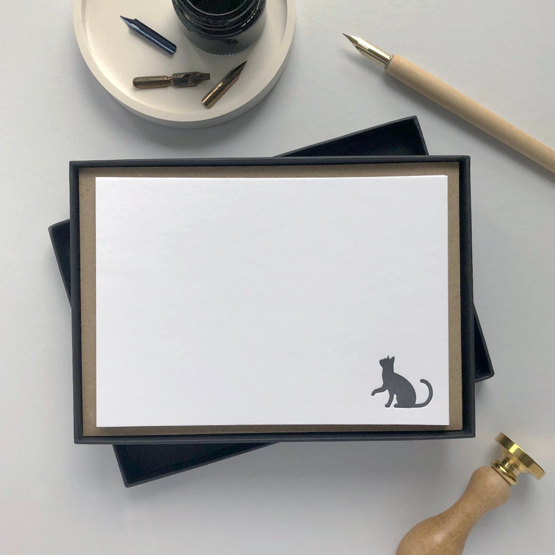 Cat Letterpress Notecards - Etsy