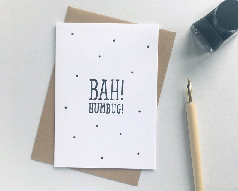 Bah Humbug Letterpress Christmas Card - Etsy