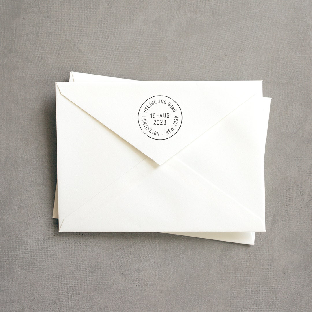 Self Inking Round Wedding Stamp | Personalized Stamp for Save the Dates ...