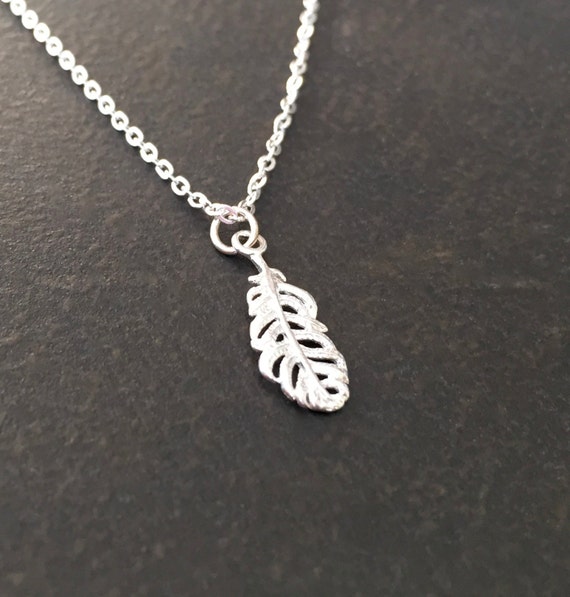 Silver Feather Necklace Sterling Silver Filigree Feather - Etsy