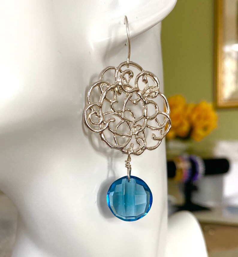 Quartz Statement Earrings, London Blue Quartz Earrings, Silver Cloud ...