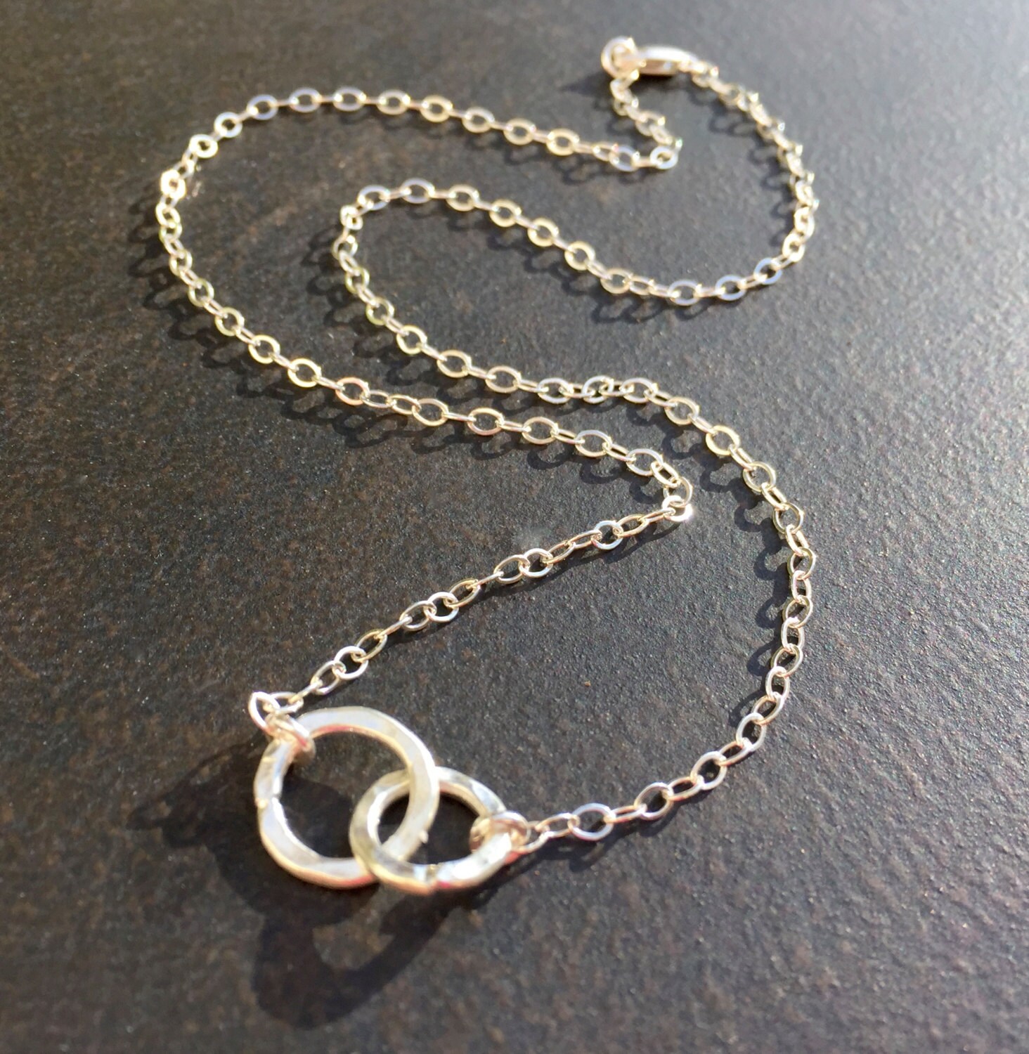 Double Ring Necklace Sterling Silver Minimalist Necklace - Etsy Ireland