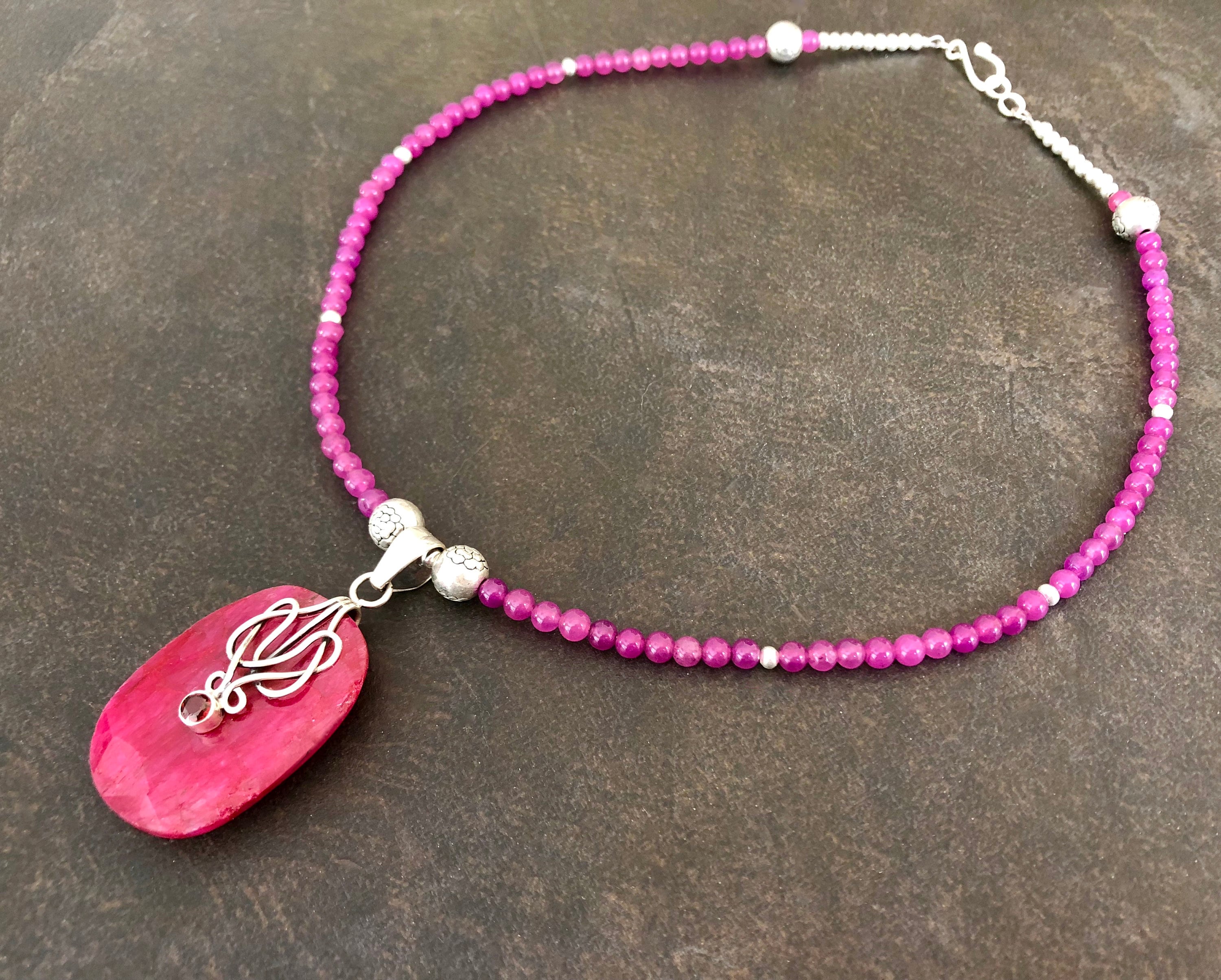 SALE Ruby Statement Necklace Big Ruby Pendant Red Garnet - Etsy Canada