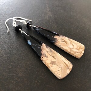 Palm Root Earrings, Fossilized Palm Root, Natural Stone, Long Dangle ...