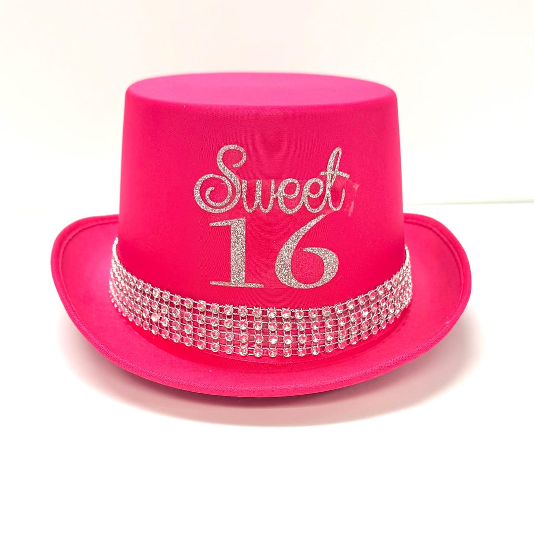 Sweet 16 Hot Pink Top Hat • Sweet Sixteen Ideas • 16th Birthday Girl ...