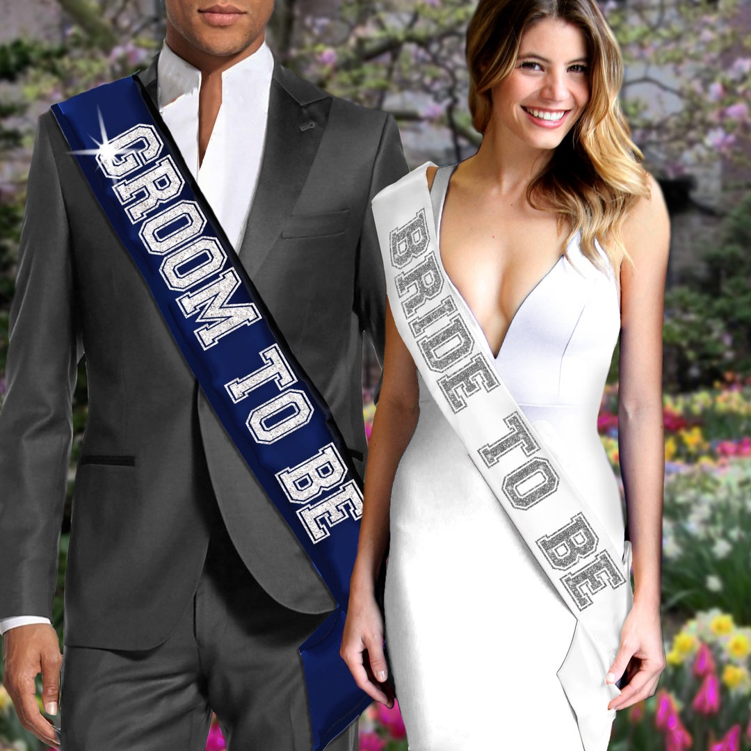 Navy Groom & Bride Unisex Sash Set • Sporty Bridal Party Sashes ...