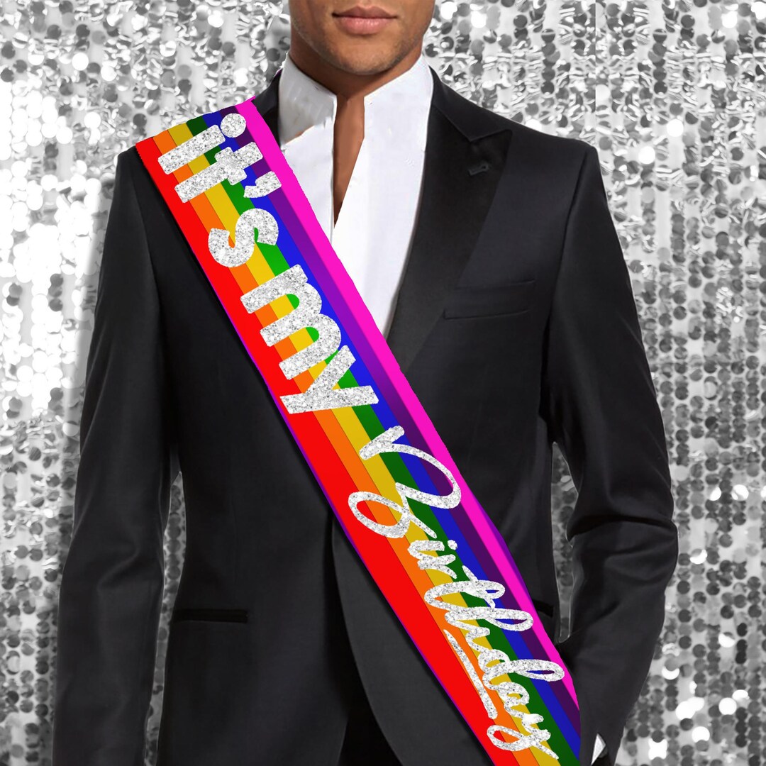 Rainbow Birthday Sash • Block It's My Birthday • Retro Birthday Queen ...