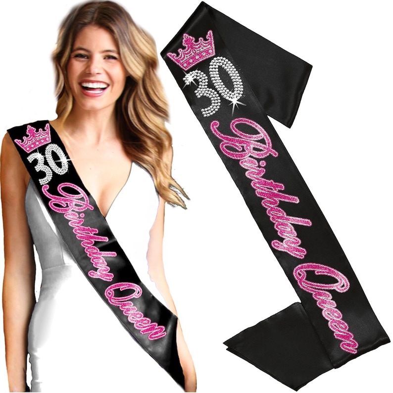 Any Age Customizable Birthday Sash • Birthday Queen Black, Gold, Silver ...