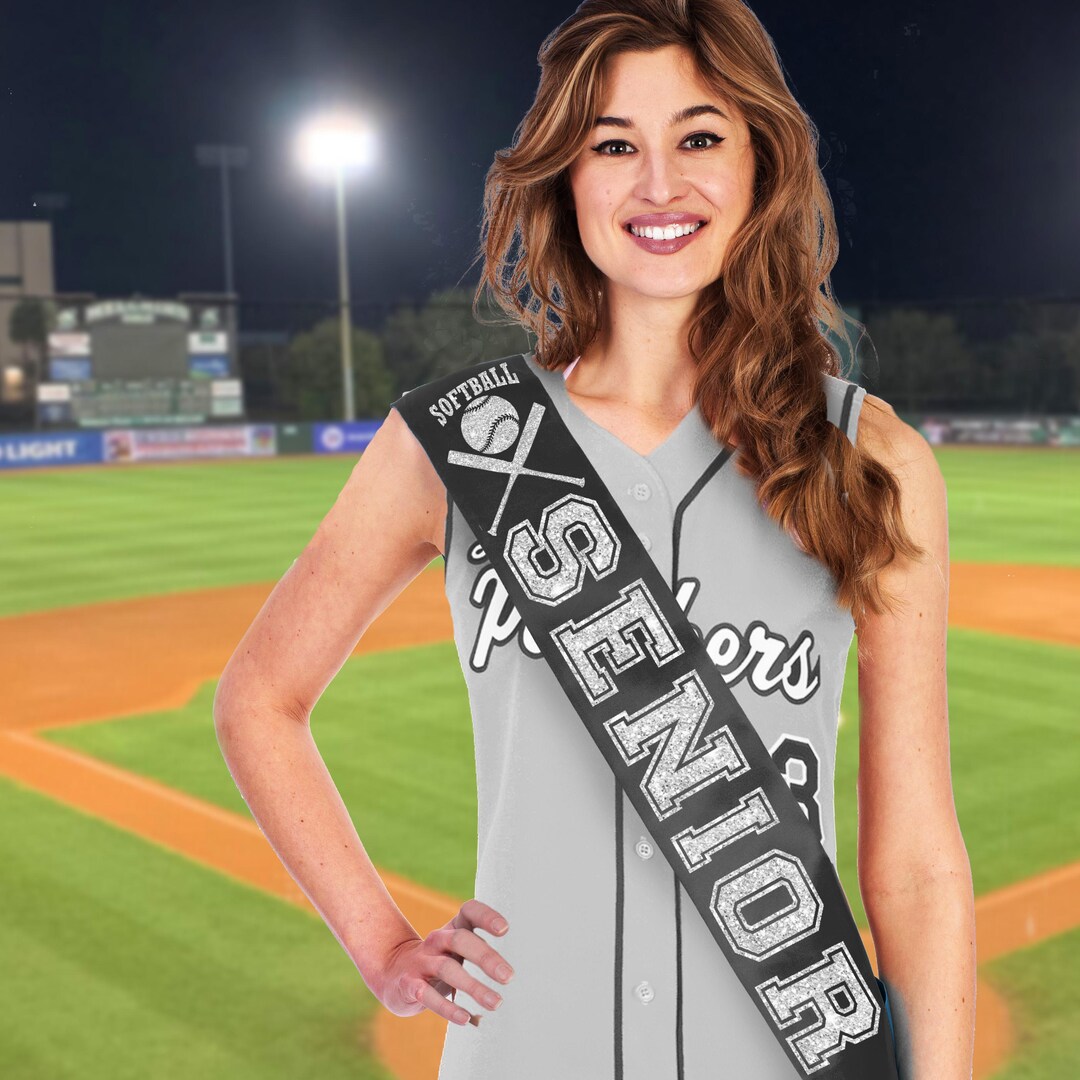 Softball Senior Black Sash • Silver Glitter Hair Bows • High School ...